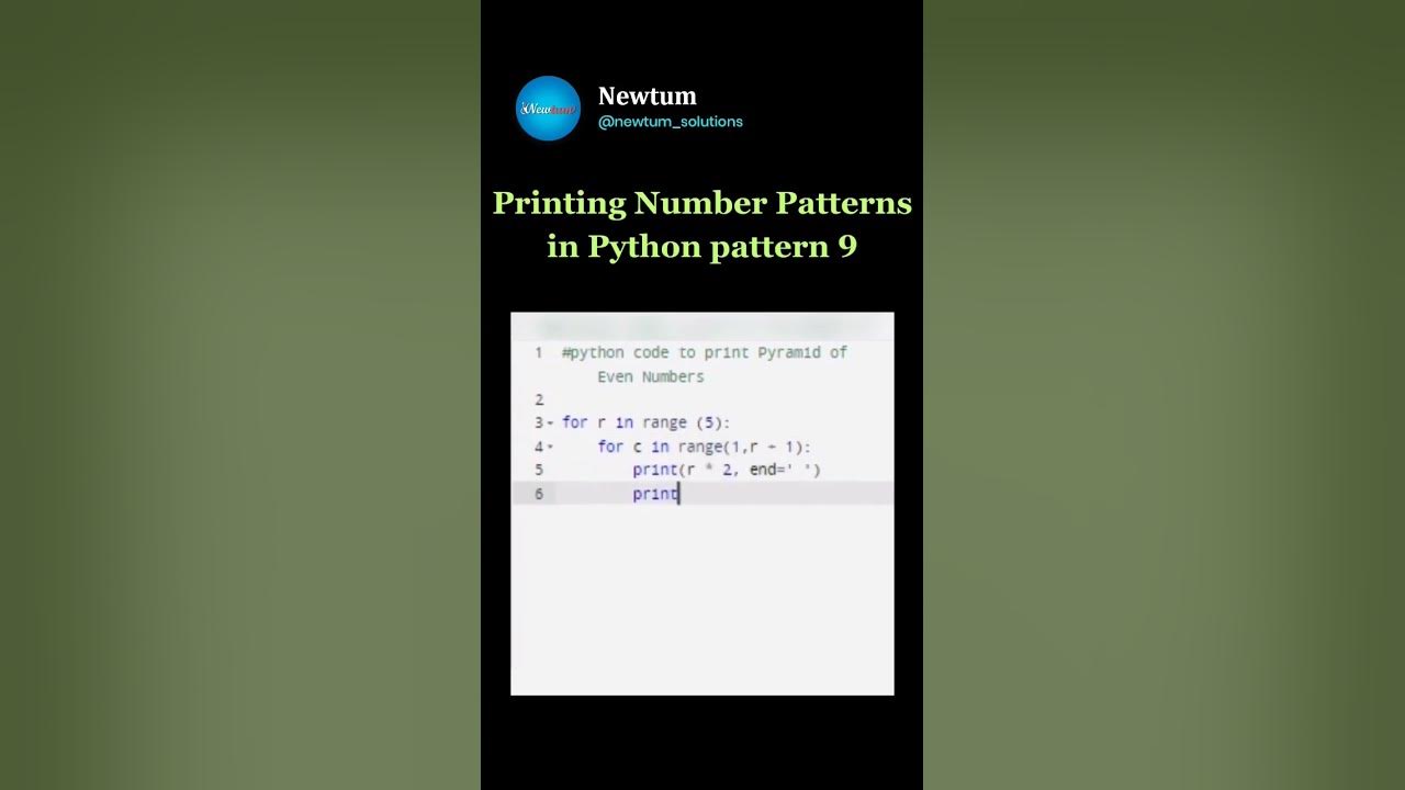 Printing Number Patterns In Python Pattern 9 Newtum Coding Elearning Python Youtube 