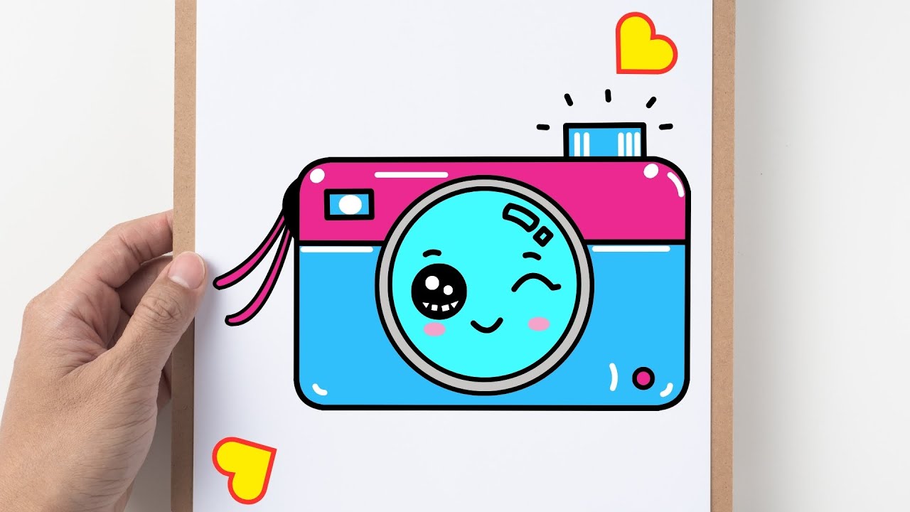 How to Draw a Cute Camera 📸 | Easy Step by Step Kids Drawing & Coloring ...