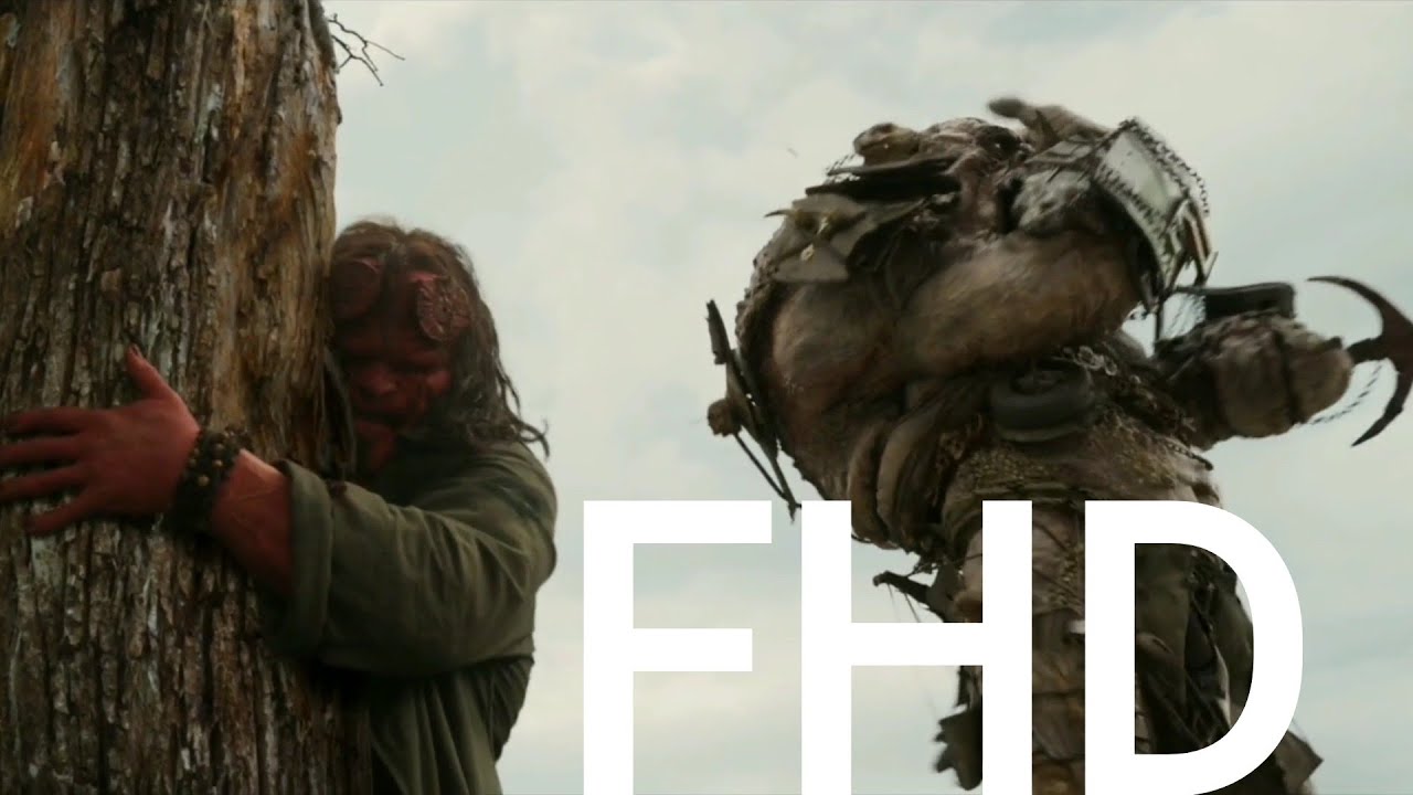 Hellboy fights 3 giants--blood and gore scene(1080p60fps)(HELLBOY2019 ...