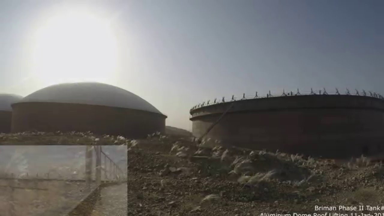 Aluminum Dome Roof Lifting Operation for 110mt dia. API 650 Reservoir ...