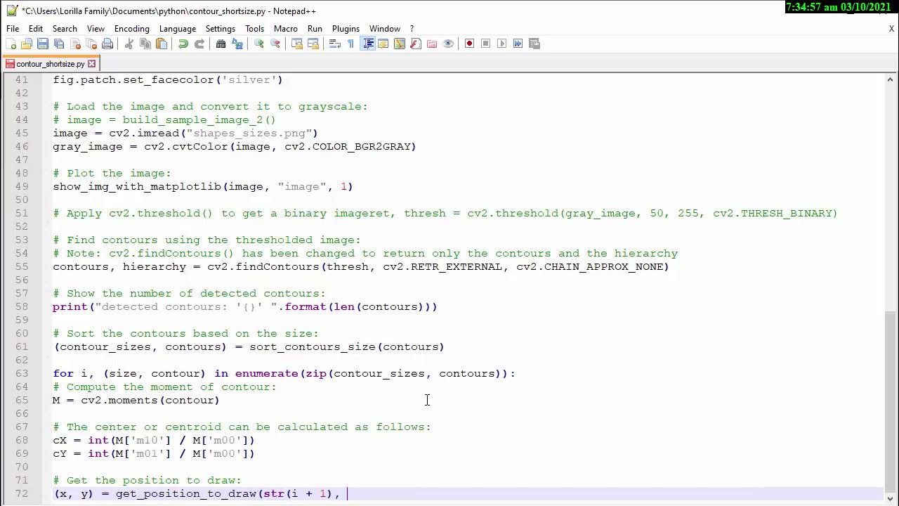 【PYTHON OPENCV】Ordering contours based on the size - YouTube