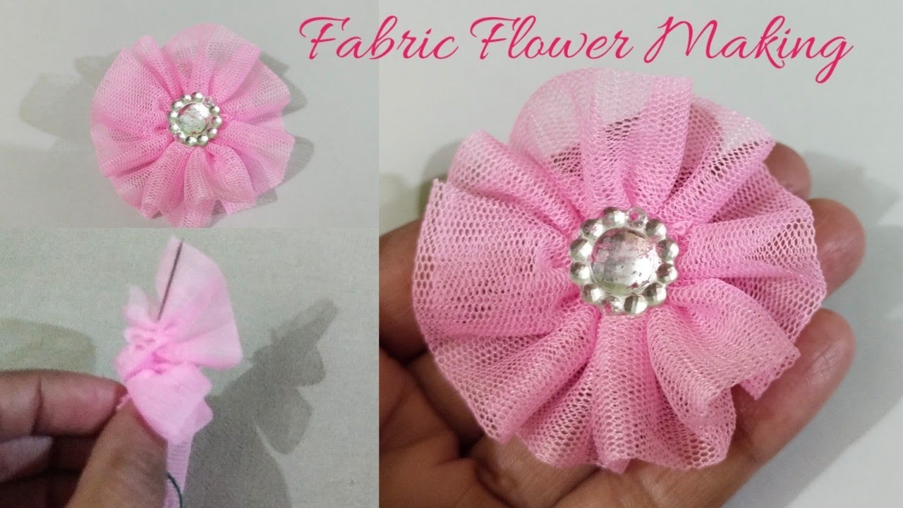 Diy: Net Flower/net flower making/Net Fabric Flower Making/fabric ...