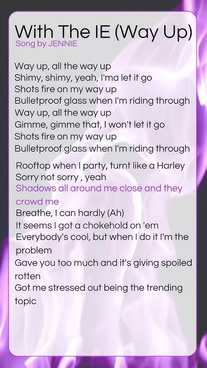 JENNIE - With The IE (Way Up)[Lyrics] #music #song #jennie #shorts #jennierubyjane #lyrics - YouTube