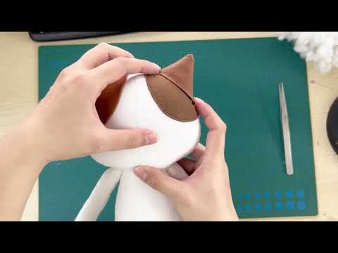 How to attach the ears - Cat doll sewing pattern - LuLuHappyArt