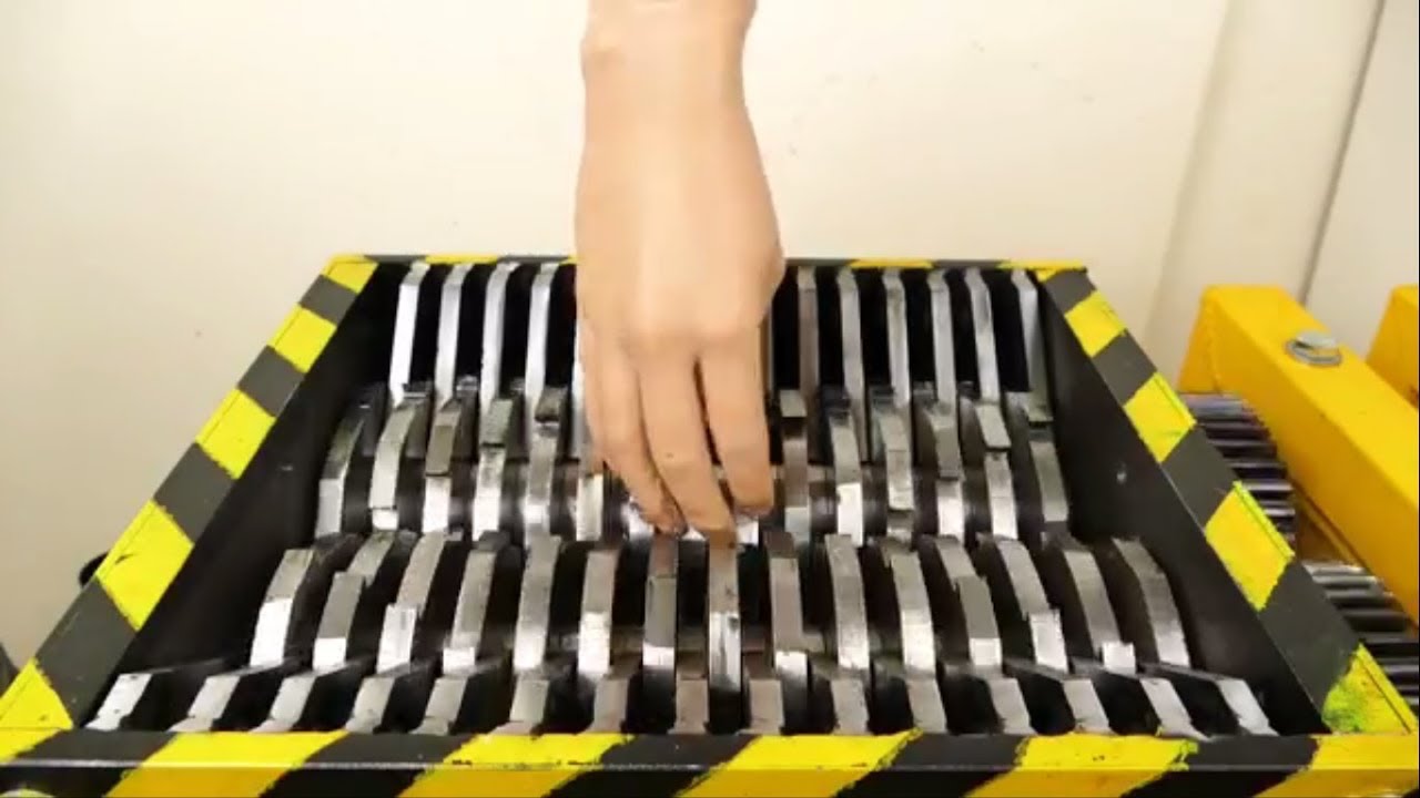SHREDDING REALISTIC HAND - EXPERIMENT ZONE - THE SHREDDER - YouTube