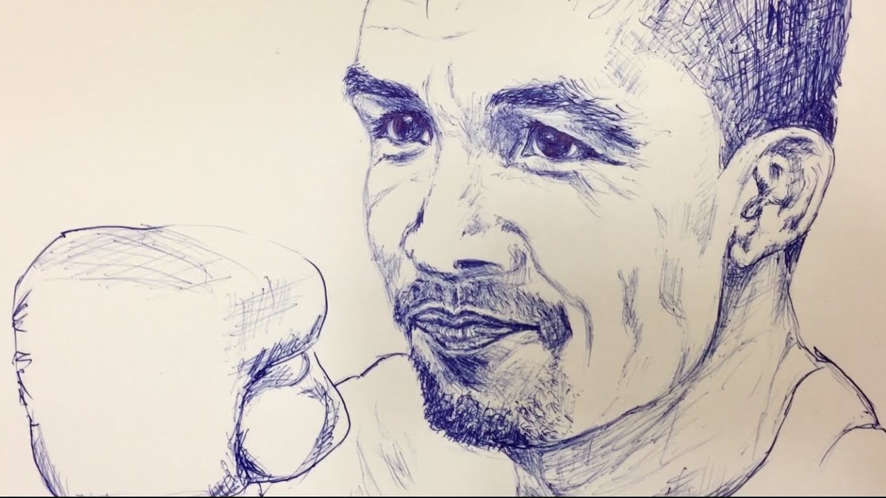 Manny Pacquiao (Inspirational ballpoint pen portrait in time lapse ...