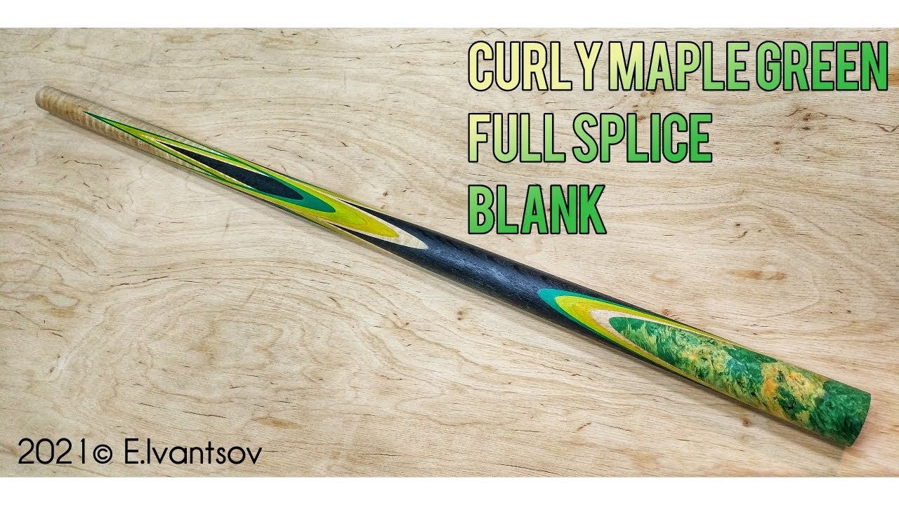 Green pattern curly maple full splice cue blank - YouTube