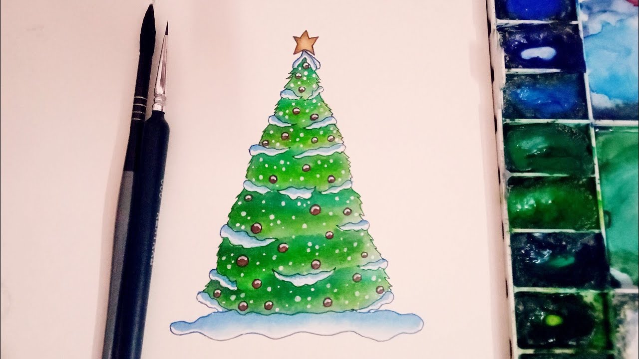 Christmas tree painting | Christmas painting | Mrs Artist - YouTube