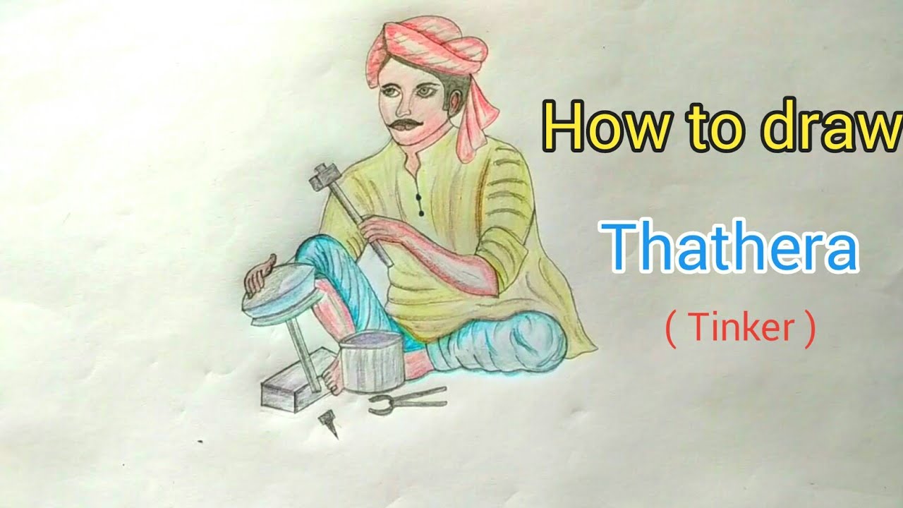 How To Draw A Thathera || Pot Man Drawing With Colour || Drawing of ...