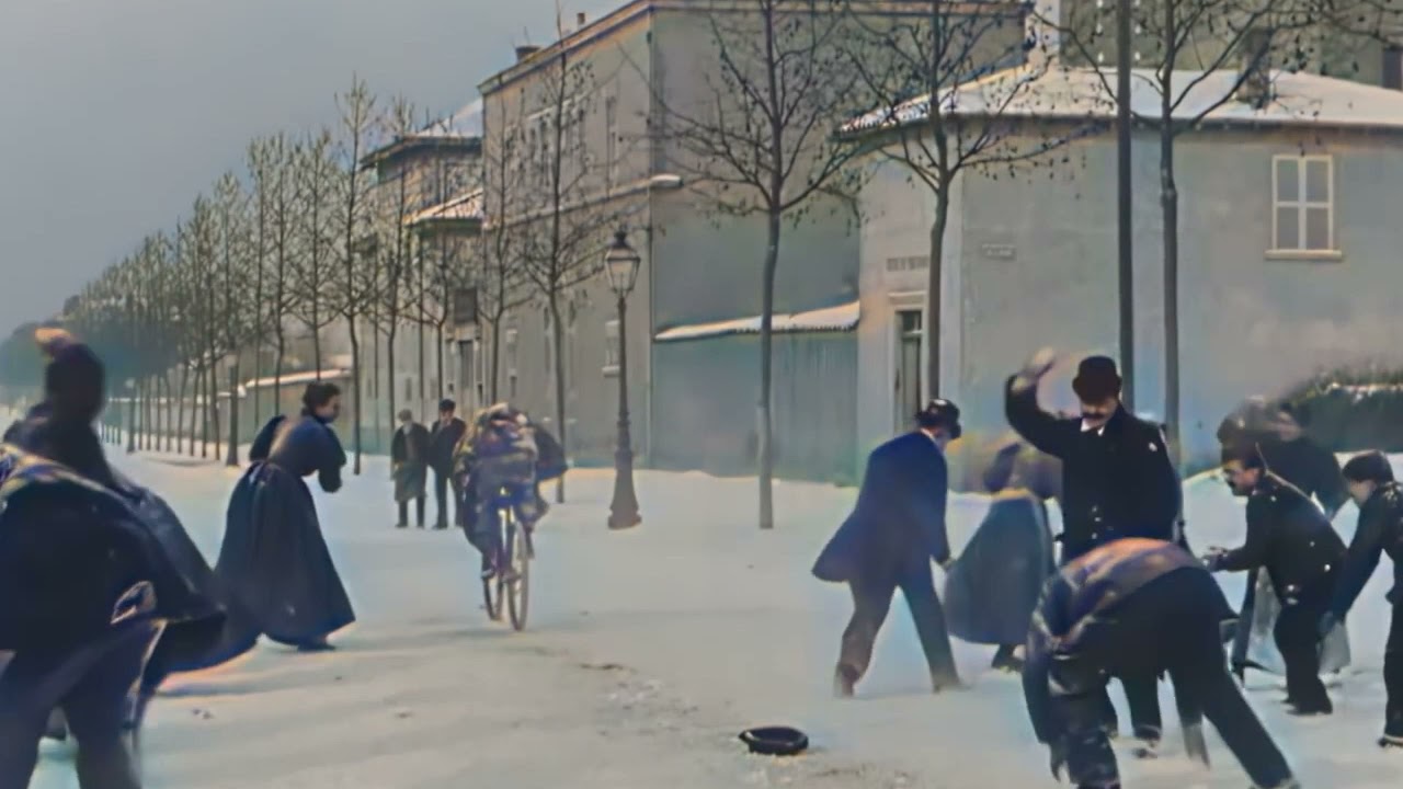 Lumiere Brothers Snowball Fight 1897 in Colorized HD - YouTube