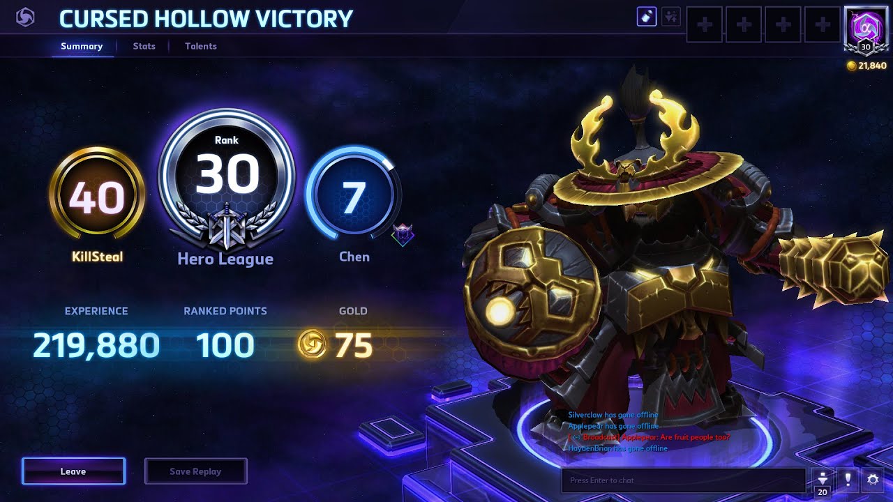 Heroes Of The Storm Warmaster Chen Hero League 14-0 Rank Game Play ...