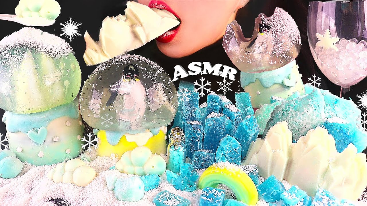 ASMR EDIBLE Snowball Crystal Kohakuto 펭수 친구 스노우볼 코하쿠토 팝핑보바 먹방 FROZEN ...