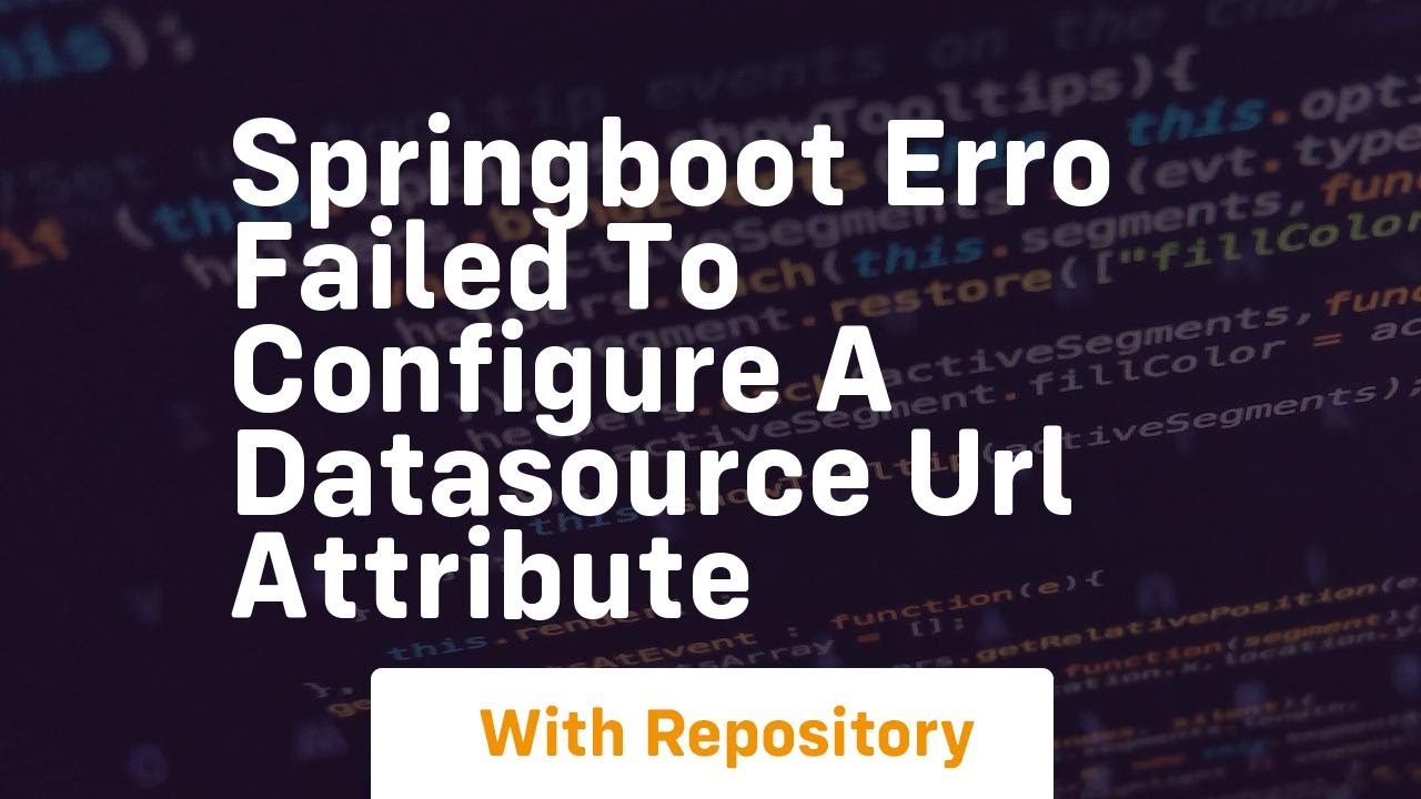 Springboot erro failed to configure a datasource url attribute - YouTube Springboot erro failed to configure a datasource url attribute - YouTube