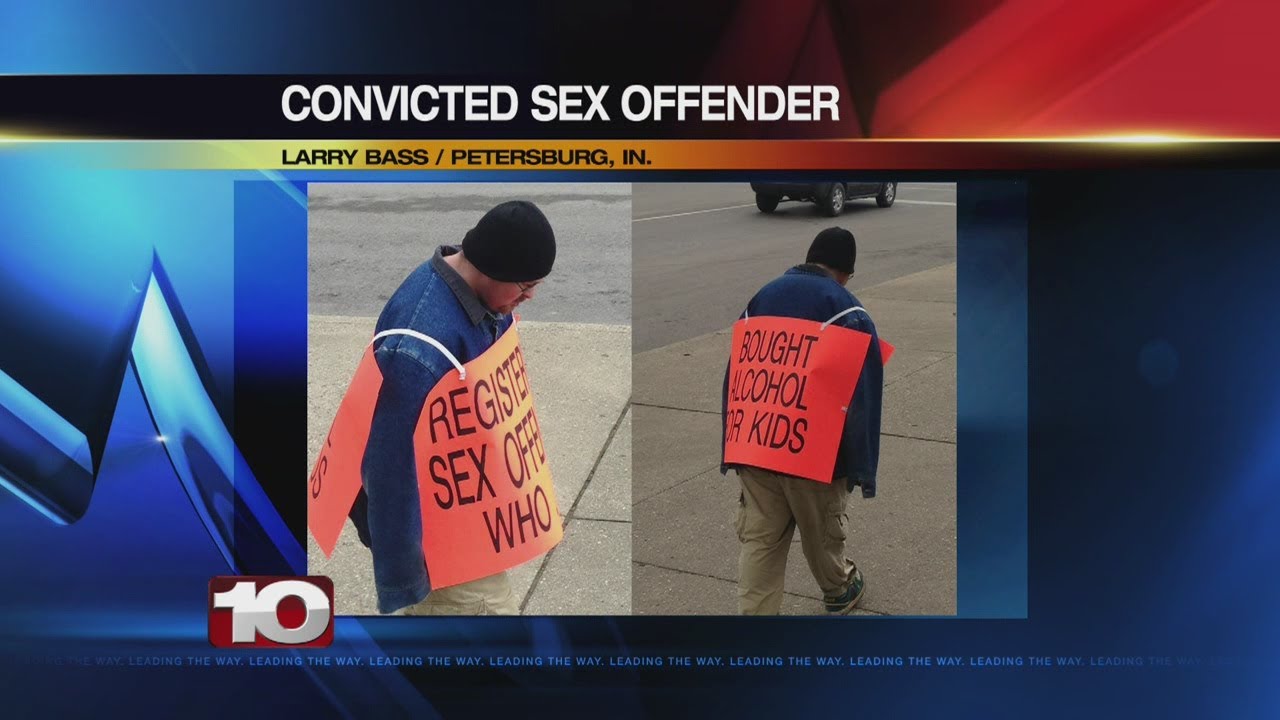 Sex Offender Wears Humiliating Sign - YouTube