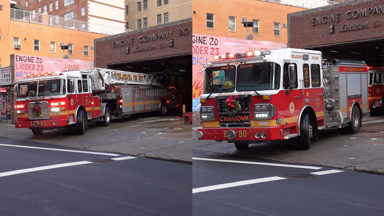 Philadelphia Fire Department Engine 20 & Ladder 23 Responding - YouTube
