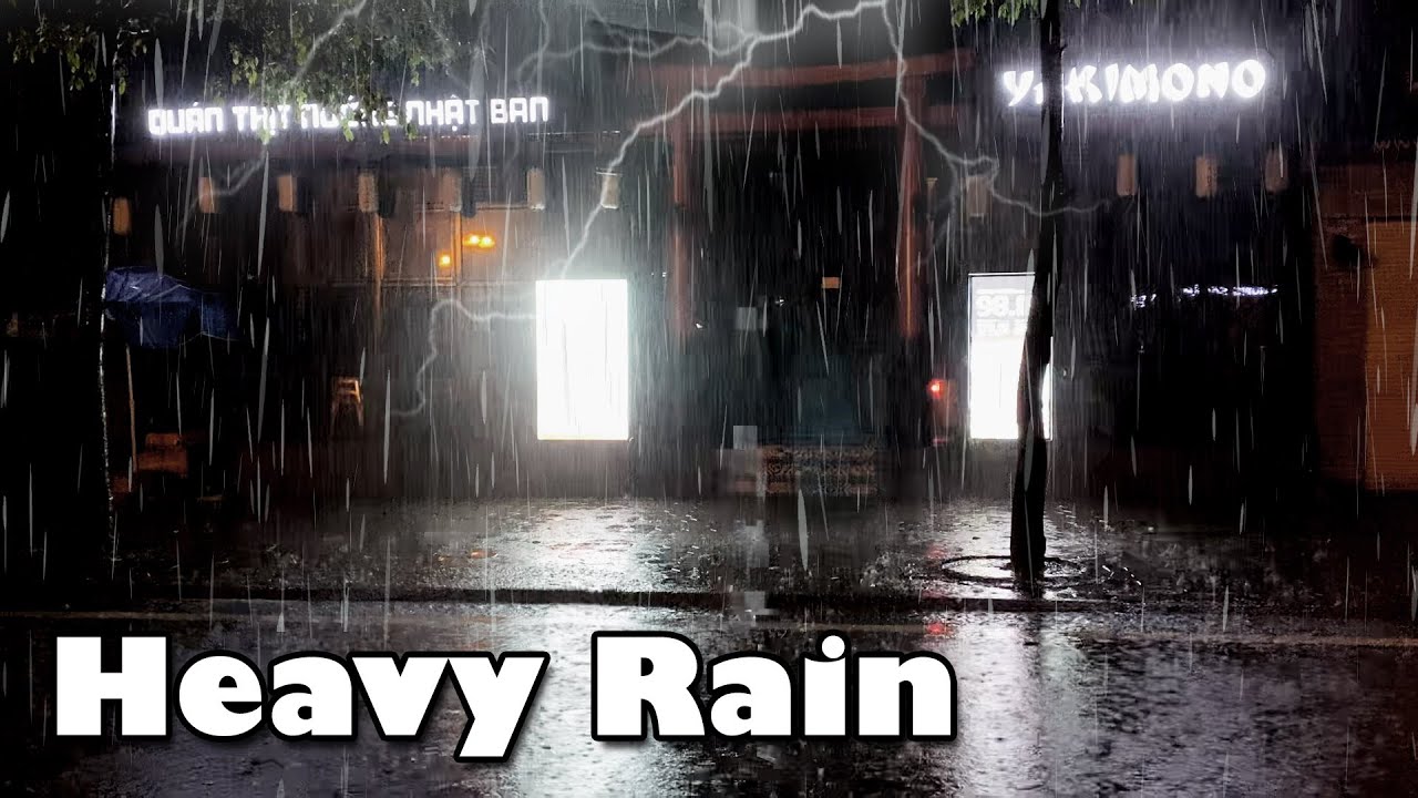 Heavy Rain and Thunder Sounds at Japanese Restaurant - Thunderstorm ...