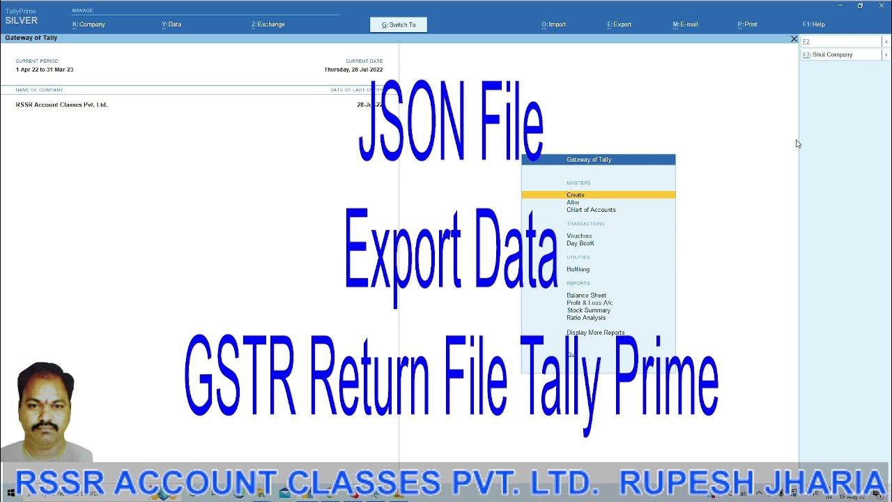JSON File Export File In GST Portal,Creat JSON File,GSTR1 In Tally Prime,Export JSON, Downloded ...