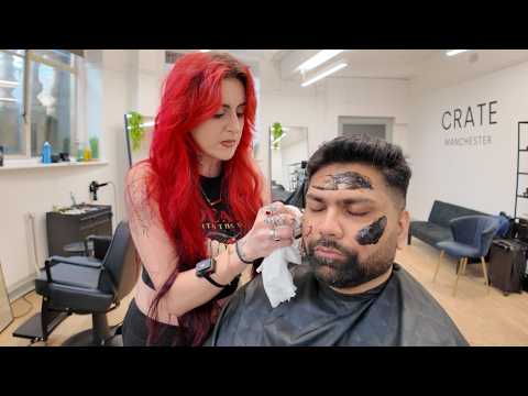 Relaxing ASMR Beard Trim & Facial Mask Massage 😴 | Jan Manchester 🇬🇧 UK Barbershop