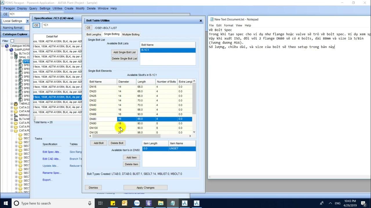 PDMS paragon | Create bolt tables - Part 2 - YouTube