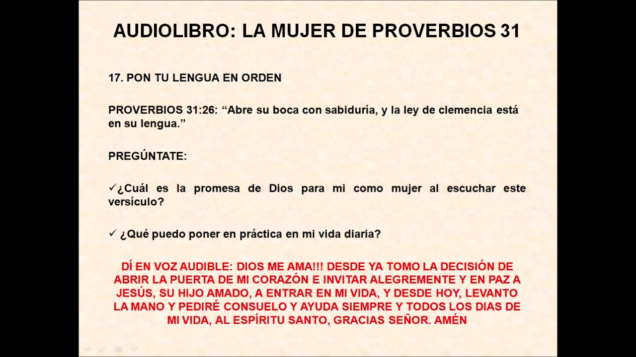 PROVERBIOS 31 26 - YouTube
