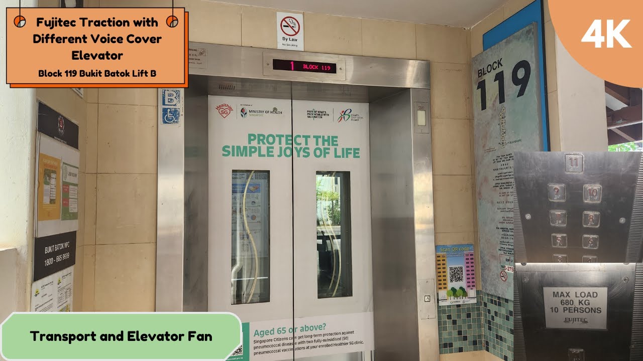 (Elevator) Fujitec Traction Elevator Lift B | Block 119 Bukit Batok (4K ...