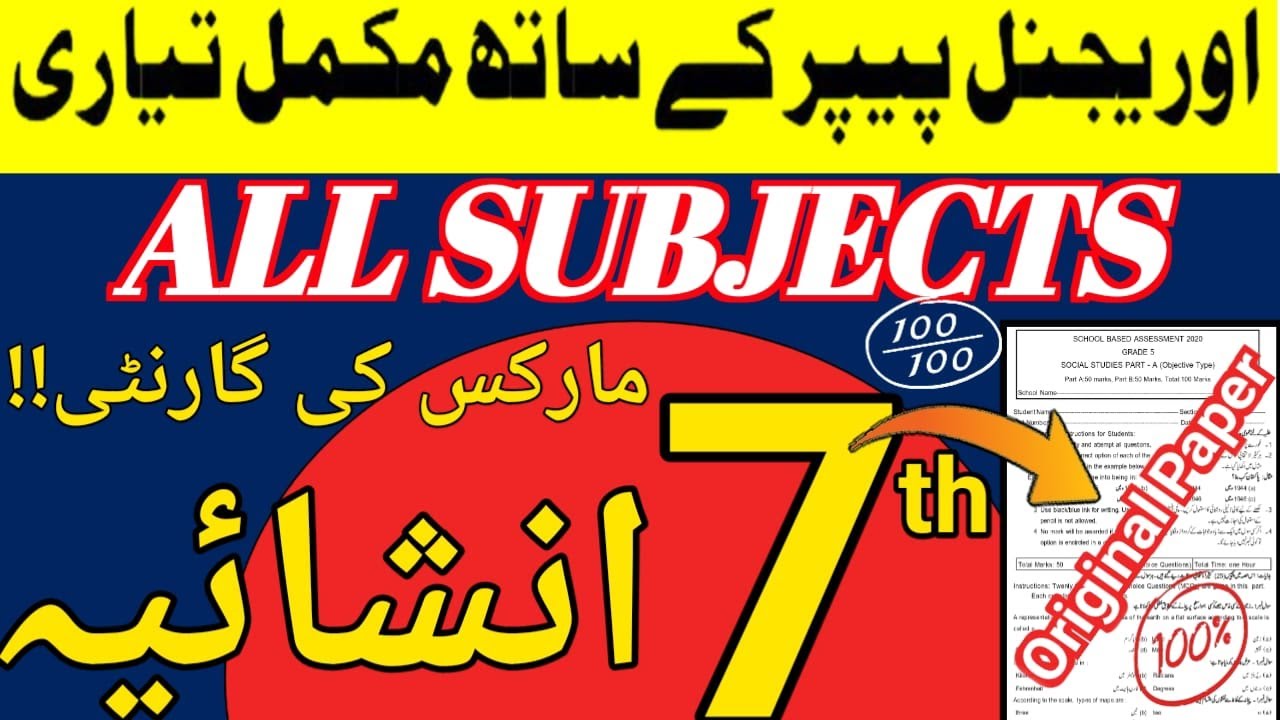 Class 7 All Subjects Subjective Part Complete Annual Term Paper School ...