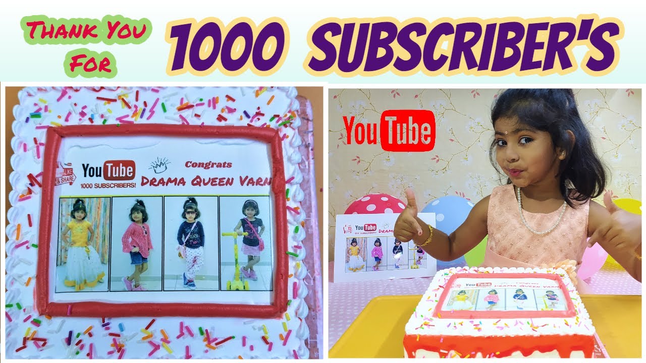 1000 Subscribers Celebrations | 1k subscribers cake | YouTube cake ...