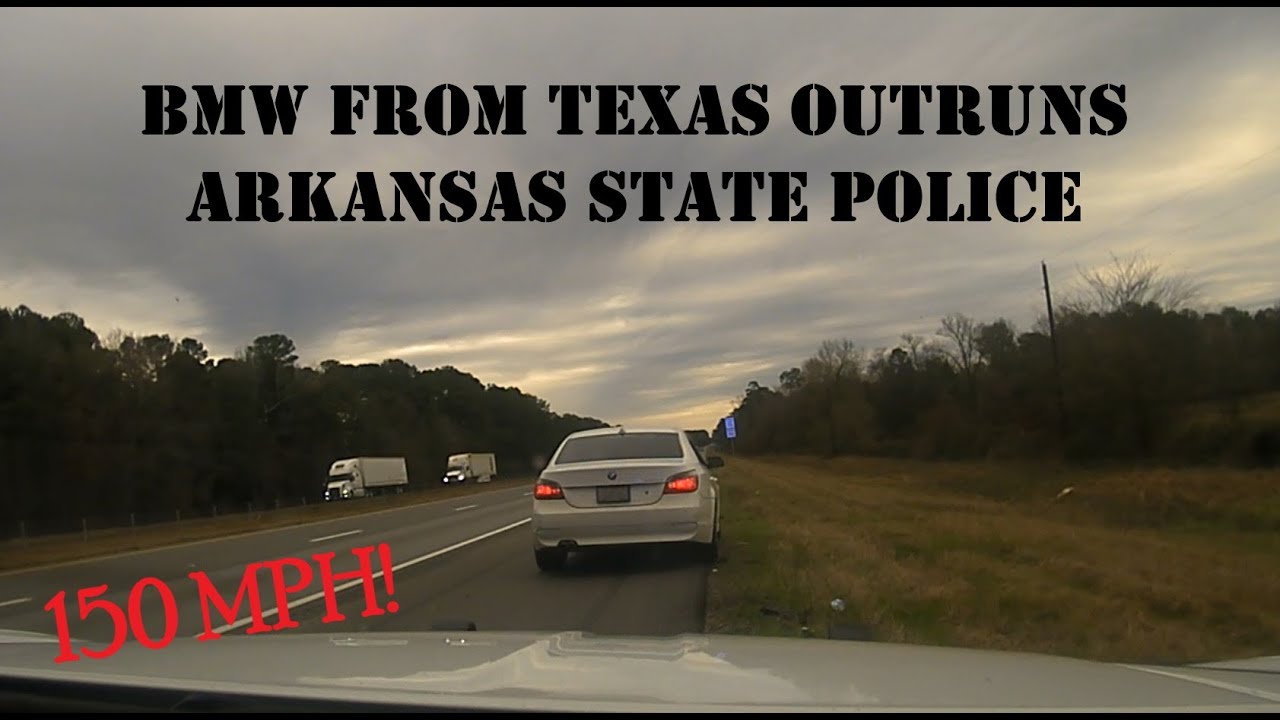 High Speed pursuit of BMW from Texas | Arkansas State Police chase ...