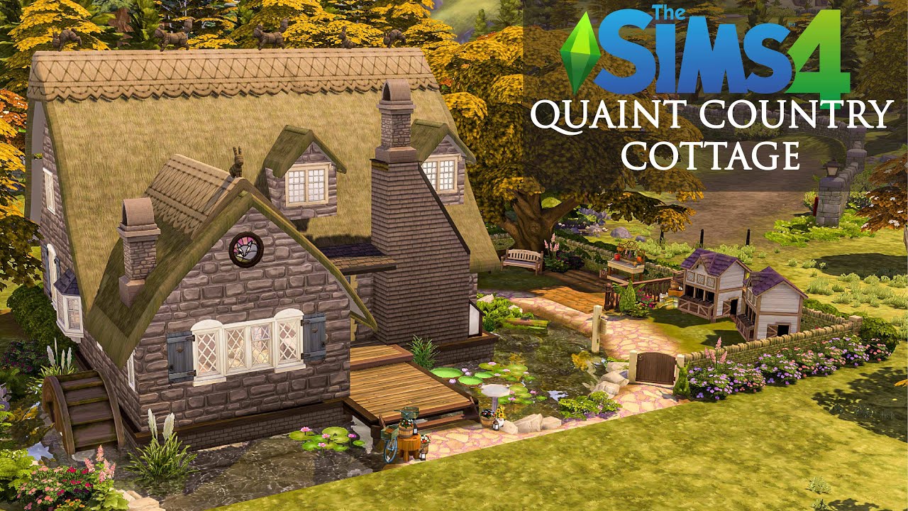 SIMS 4 COTTAGE LIVING SPEEDBUILD (IT HAS A SPINNING WATER WHEEL) - YouTube