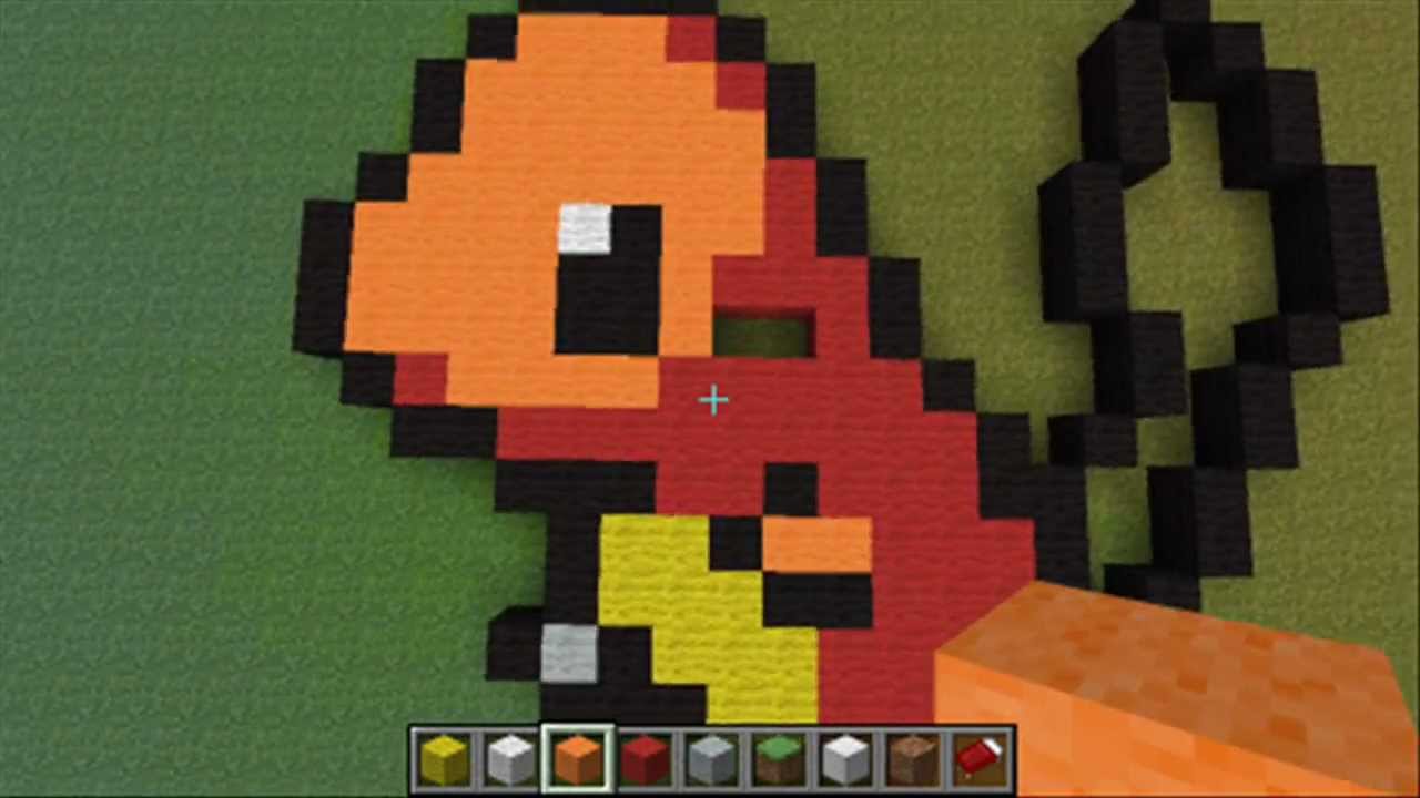 Minecraft Pixel Art- #08 Pokemon Charmander - YouTube