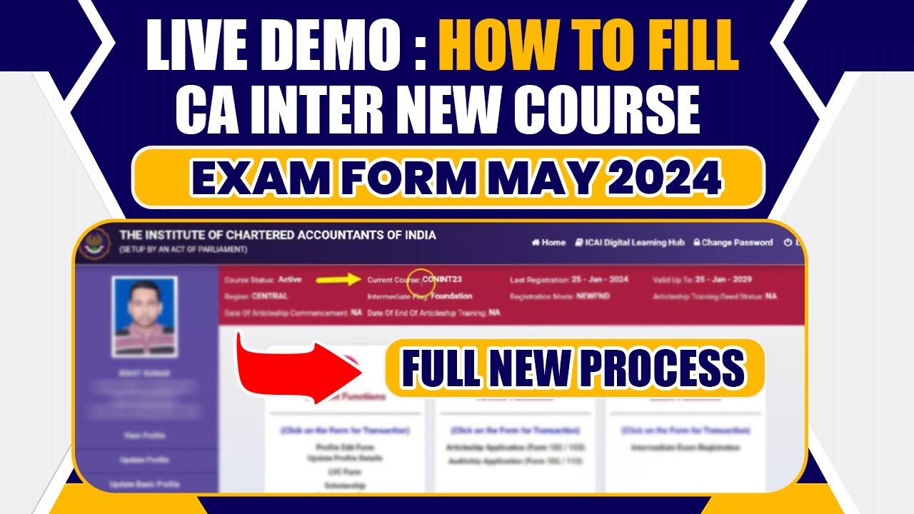 Live Demo: How to Fill CA Inter May 24 Exam Form | CA Inter Exam Form ...