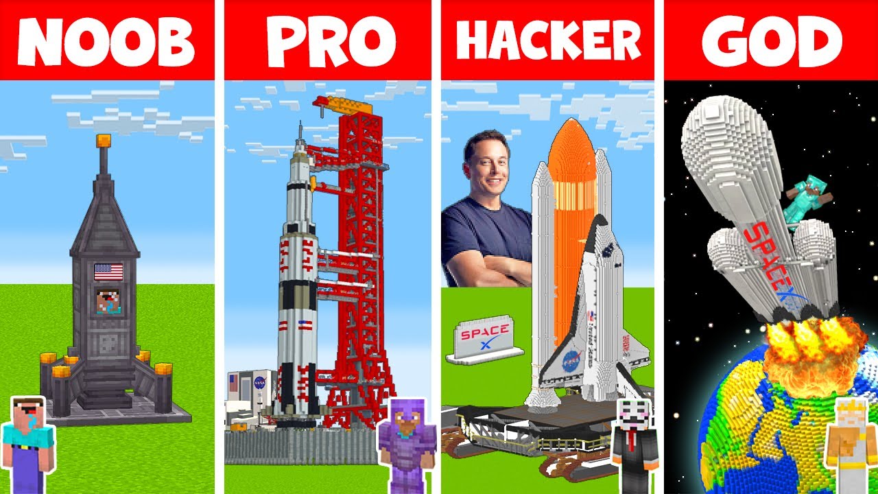 Minecraft SPACEX STARSHIP BUILD CHALLENGE - NOOB vs PRO vs HACKER vs ...