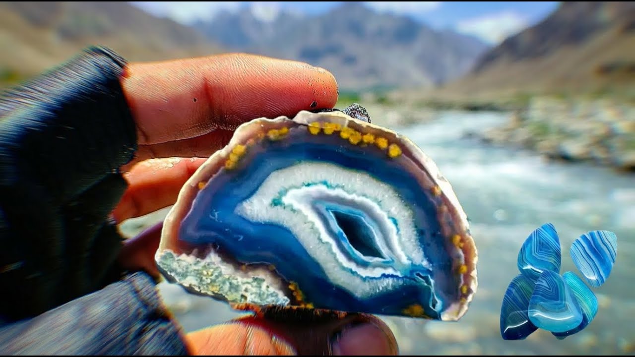 Precious stone _ Hunting blue agate in the river - YouTube