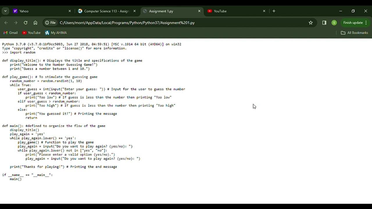 Computer Science 113 Assignment 1 Developing a Python Program Study com - YouTube