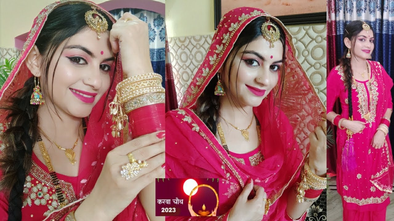 KARWACHAUTH MAKEUP 2023 / First Karwachauth makeup look 💄💅 / Newly wedding makeup / Manju rajput ...