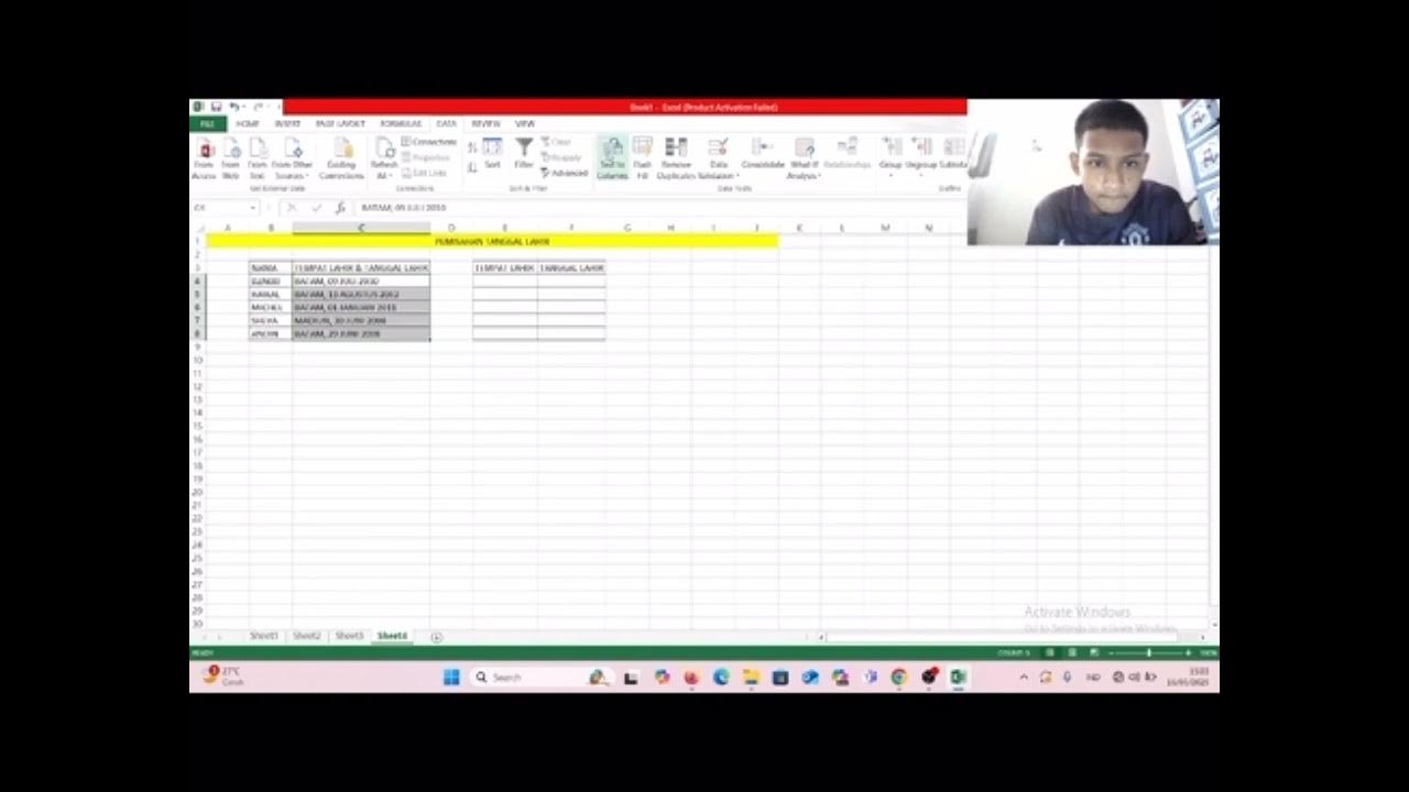 membuat pemisahan tanggal lahir Excel (INFORMATIKA) - YouTube
