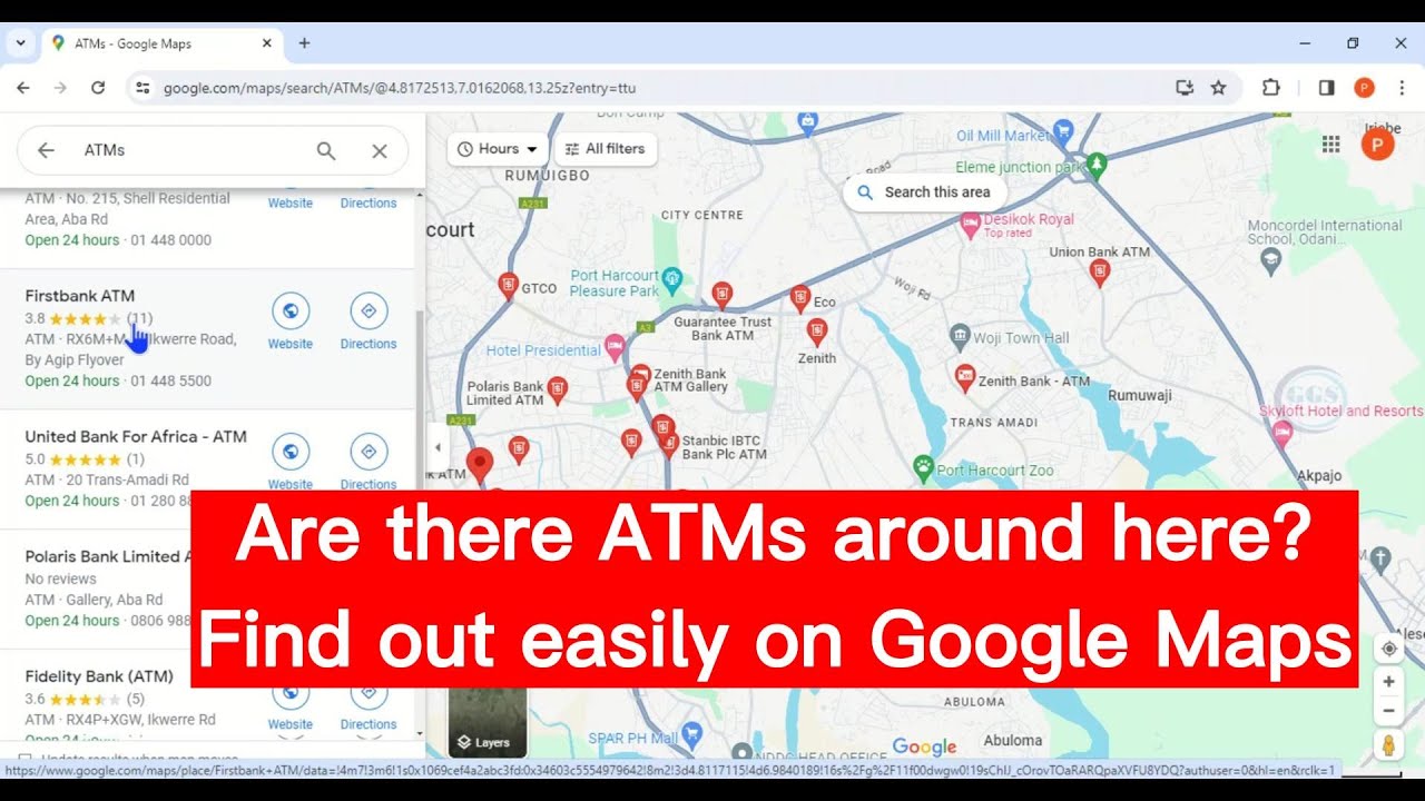 How to find ATM machines availability around any location in Google ...
