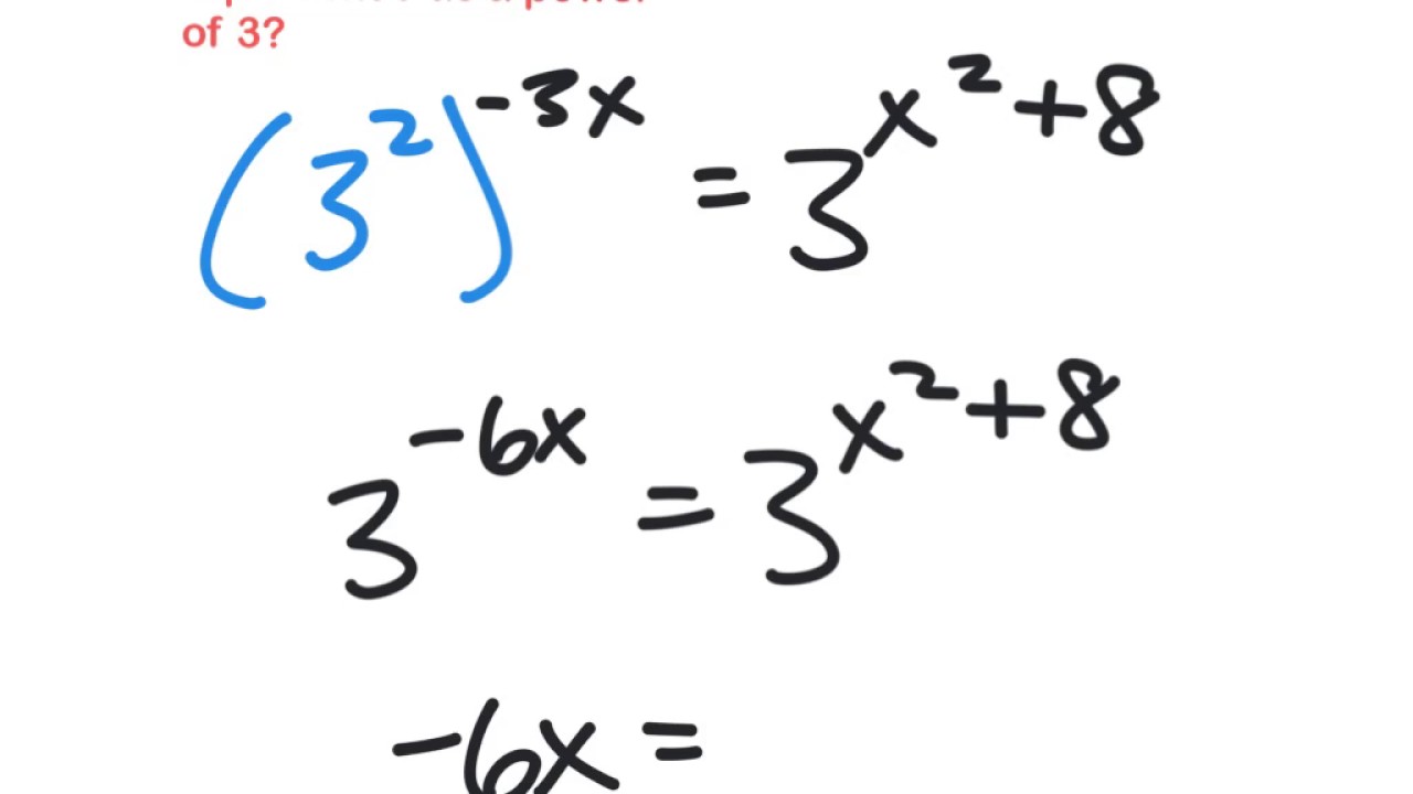 Solving exponential equations creating like bases - YouTube