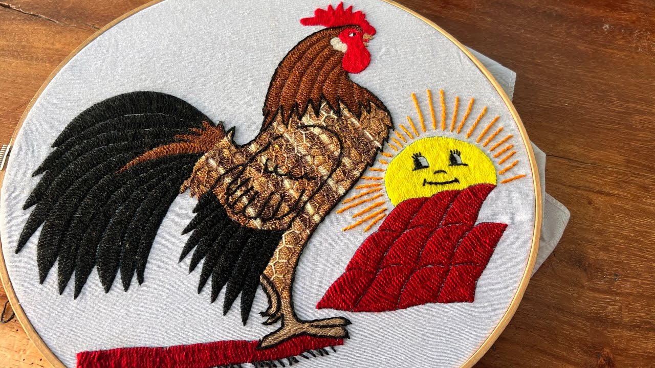 CÓMO BORDAR UN GALLO 🐓 Puntada fácil para bordar un gallo 🐔 ...