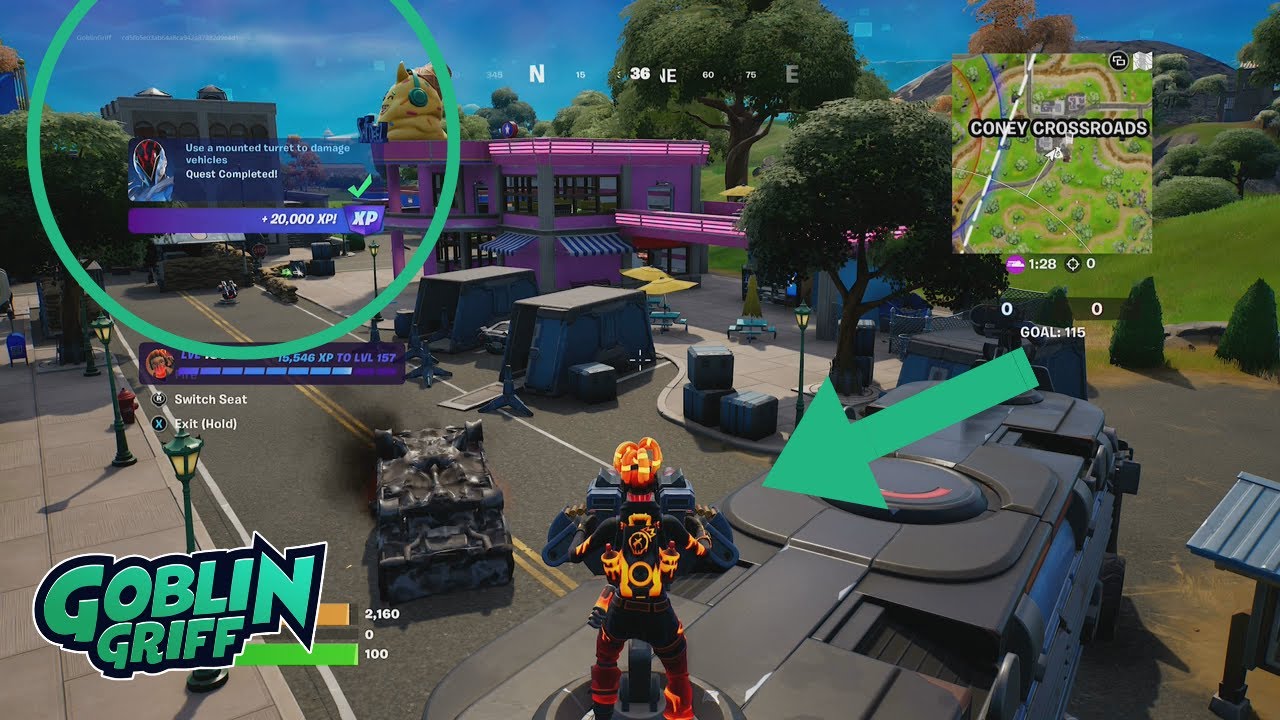 How to Use a Mounted Turret to Damage Vehicles | Fortnite Season Quest ...