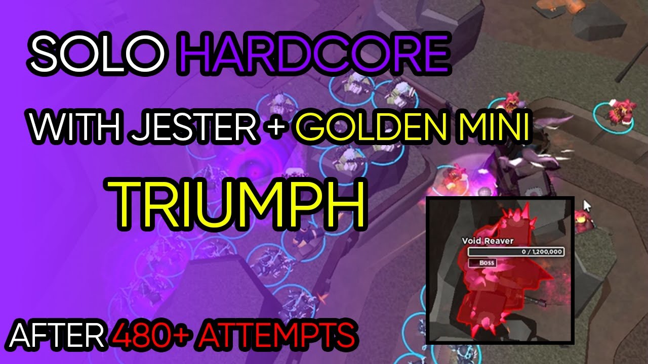 SOLO HARDCORE TRIUMPH with Jester + Golden Minigunner | Roblox TDS ...