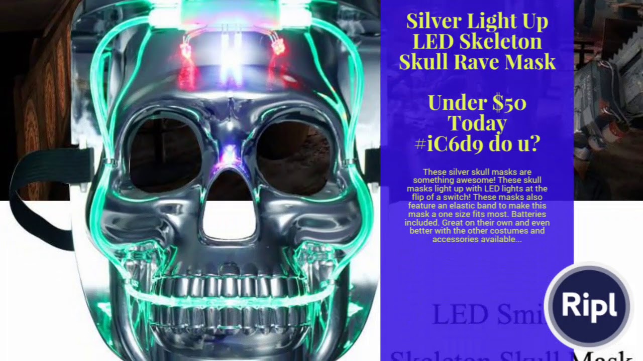 Silver Light Up LED Skeleton Skull Rave Mask Under $50 Today #iC6d9 do ...