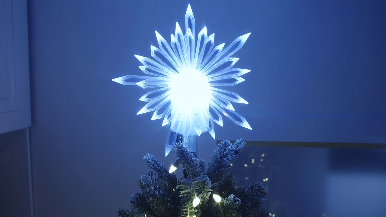Winter Lane Starburst Projection Christmas Tree Topper - YouTube