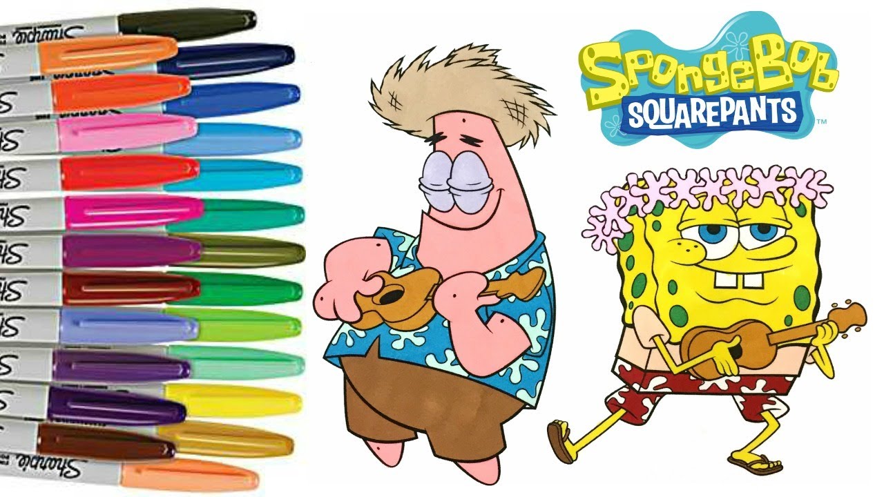 SpongeBob SquarePants Coloring Book Patrick Star Hawaiian Colouring ...