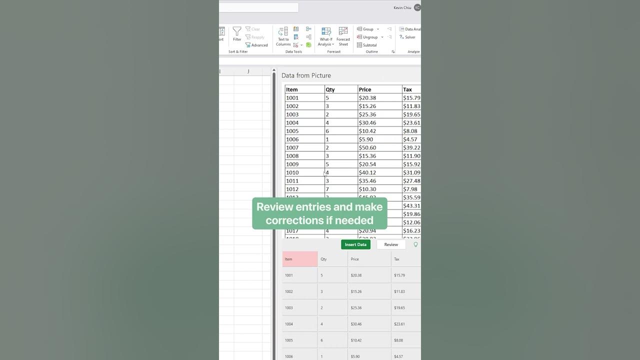 How To Import Data Table From A Picture Into Excel Excel Exceltips Exceltrick Youtube
