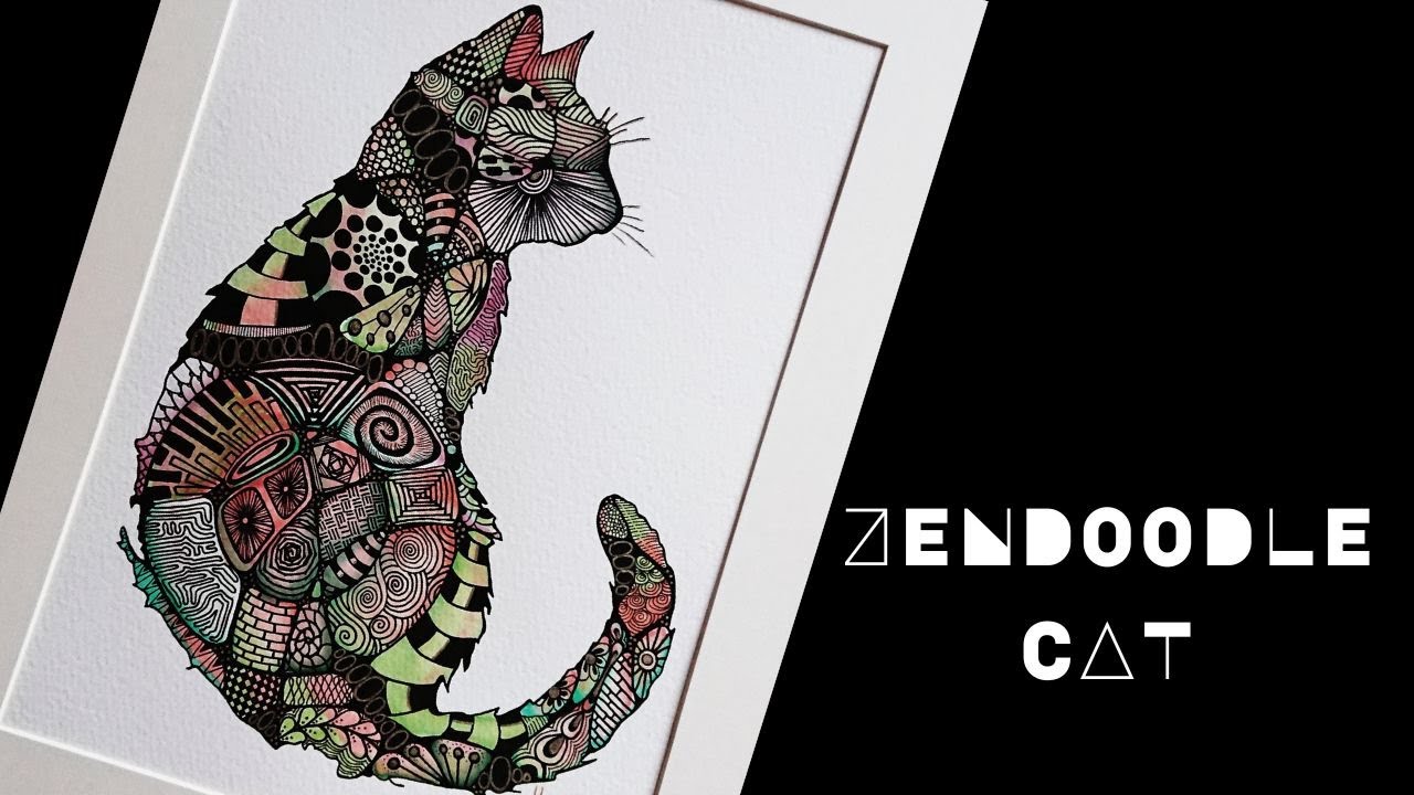 ZENDOODLE cat | feline creative with watermarkers - YouTube