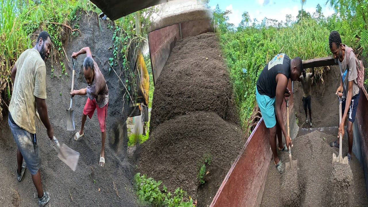 “HARD LABOUR in the HILLS! Loading a Full Truck of Sand by Hand! 💪🇯🇲 ...