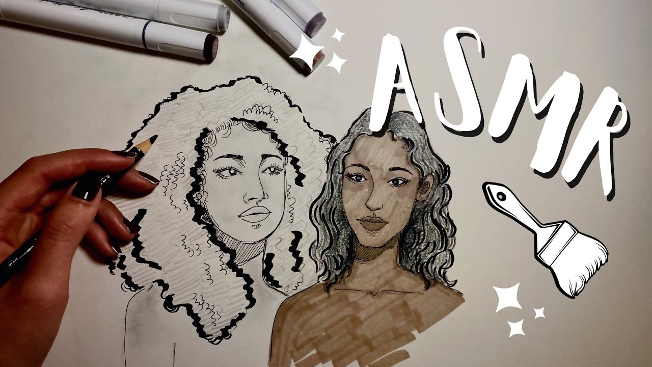 ASMR Sketch with Me! - drawing practice, scratching + tapping triggers ...