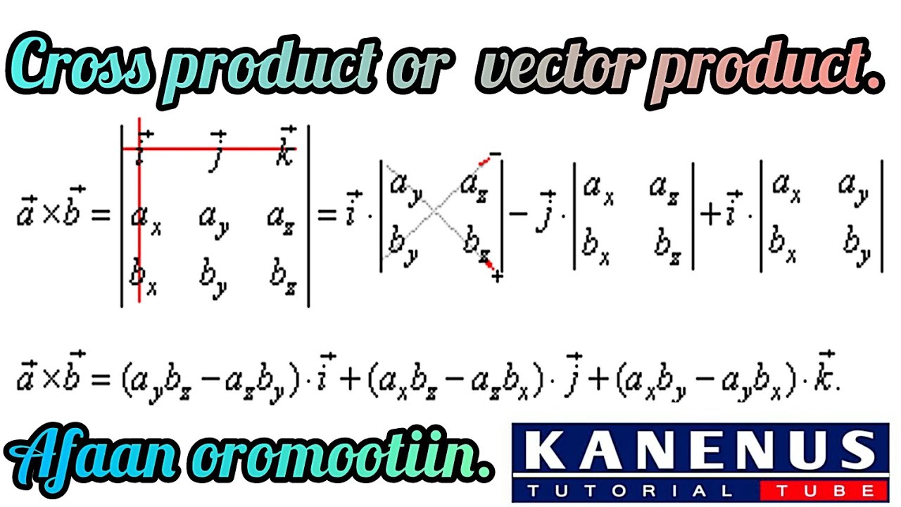 cross product or vector product afaan oromootiin. with worked example ...