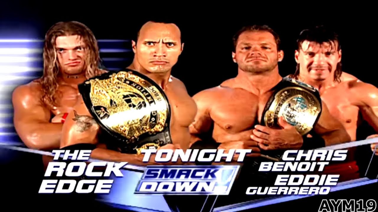 The Rock & Edge vs Eddie Guerrero & Chris Benoit SmackDown 8/22/2002 ...